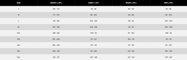 Sizing Guide | Macron Sports Hub Neath