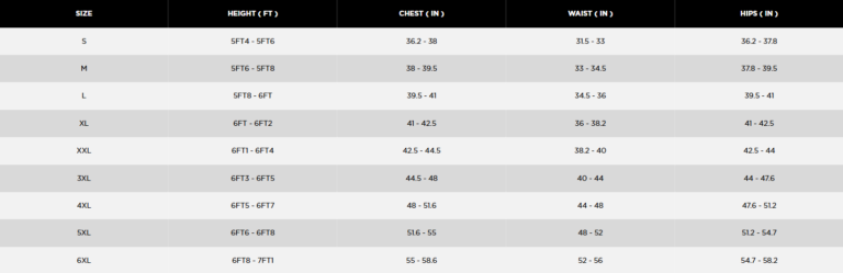 Sizing Guide | Macron Sports Hub Neath