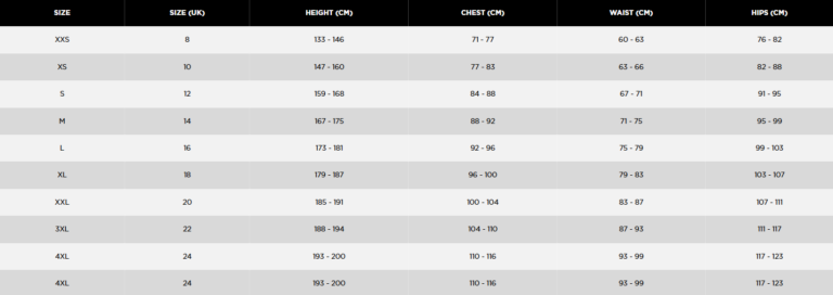 Sizing Guide | Macron Sports Hub Neath